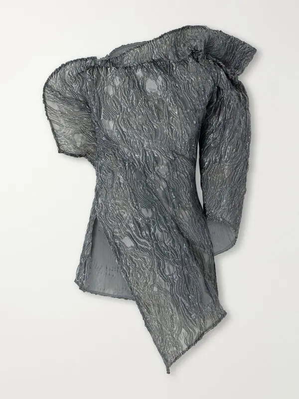 Maticevski Scintilla Asymmetric Crinkled-georgette Blouse - Gray