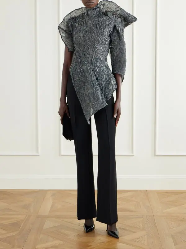 Maticevski Scintilla Asymmetric Crinkled-georgette Blouse