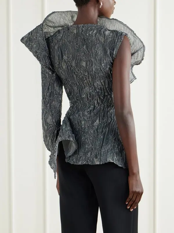 Maticevski Scintilla Asymmetric Crinkled-georgette Blouse