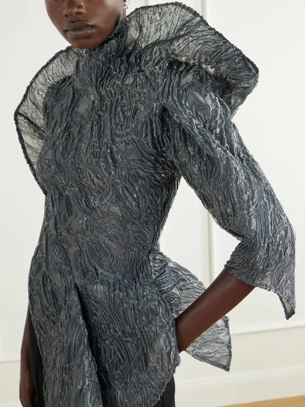 Maticevski Scintilla Asymmetric Crinkled-georgette Blouse