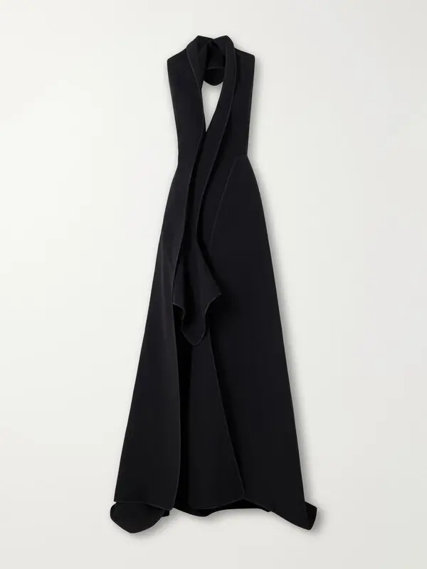 Maticevski Allude Halterneck Draped Crepe Gown - Black