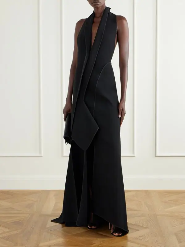 Maticevski Allude Halterneck Draped Crepe Gown