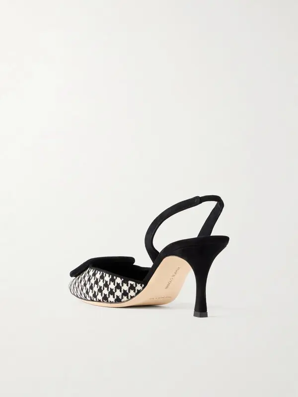 Manolo Blahnik Mayslibi Houndstooth Slingback Pumps