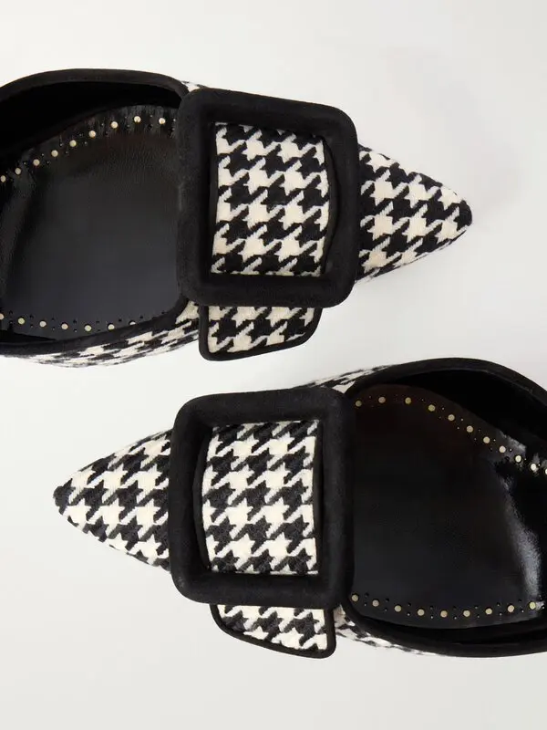 Manolo Blahnik Mayslibi Houndstooth Slingback Pumps