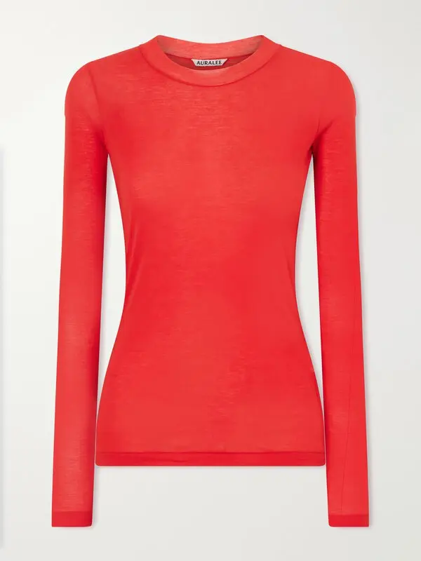 Auralee Ribbed Cotton-jersey T-shirt