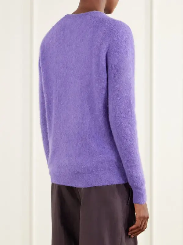 Auralee Suri Alpaca-blend Crew Neck Sweater - Purple