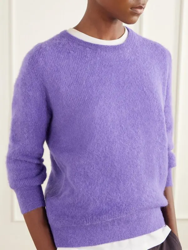 Auralee Suri Alpaca-blend Crew Neck Sweater - Purple