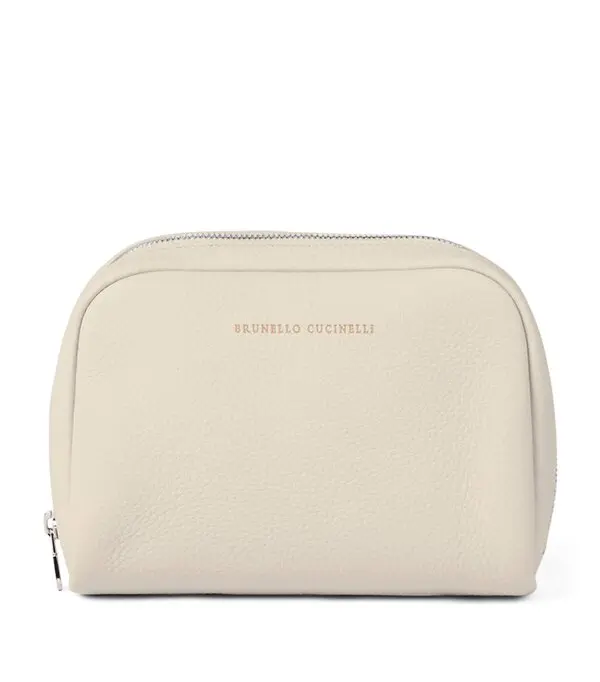 Brunello Cucinelli Leather Wash Bag - Blue