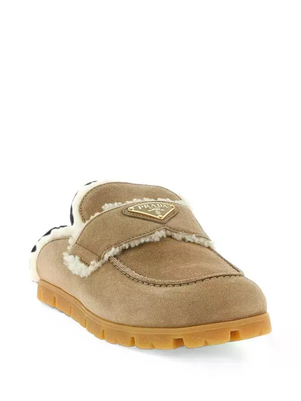 Prada Suede And Shearling Mules