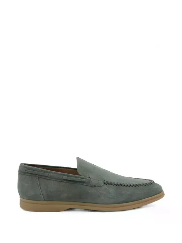 Eleventy Whipstitch Suede Loafers - Green