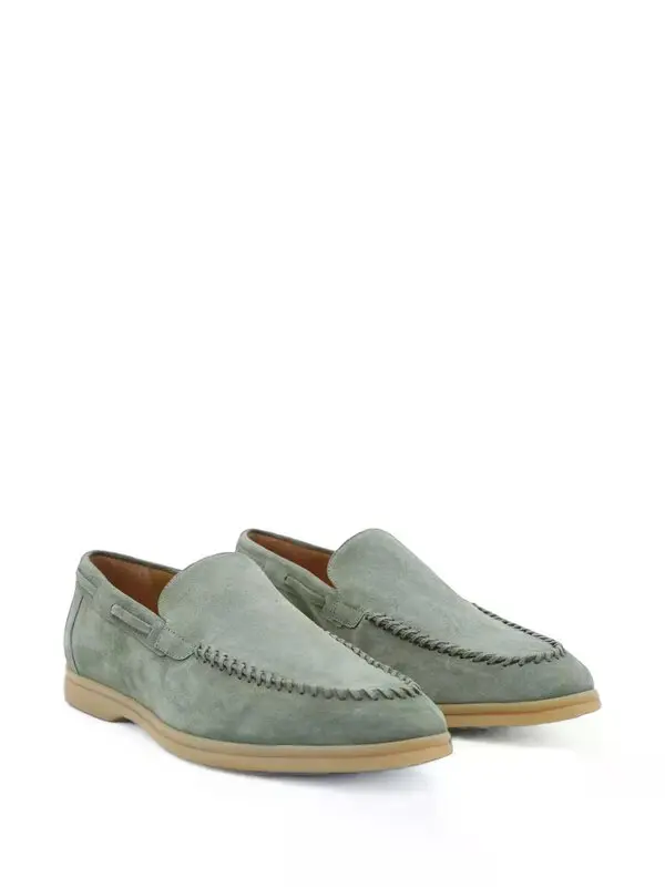 Eleventy Whipstitch Suede Loafers - Green