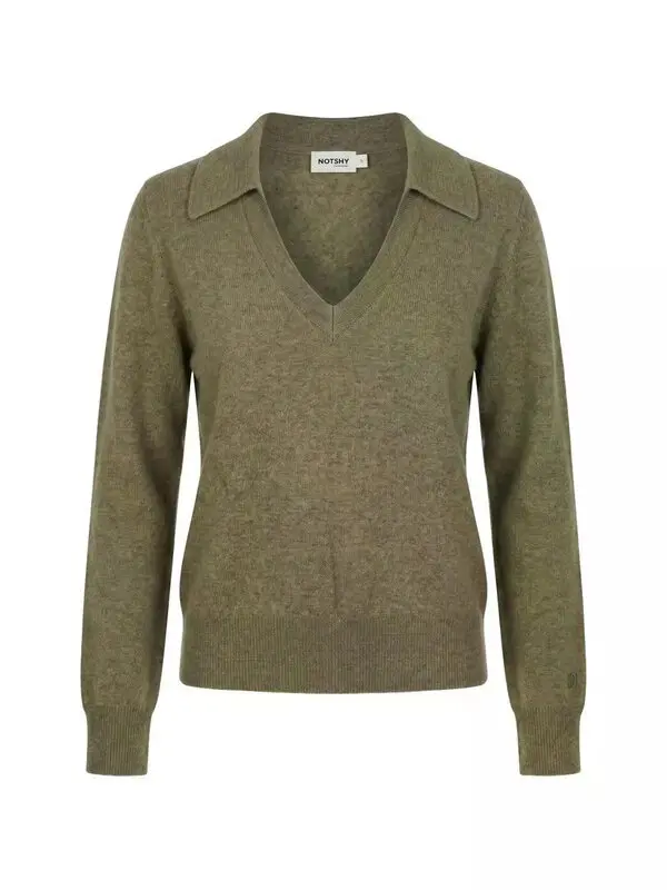 NOTSHY Palmer V-neck Cashmere Sweater - Green