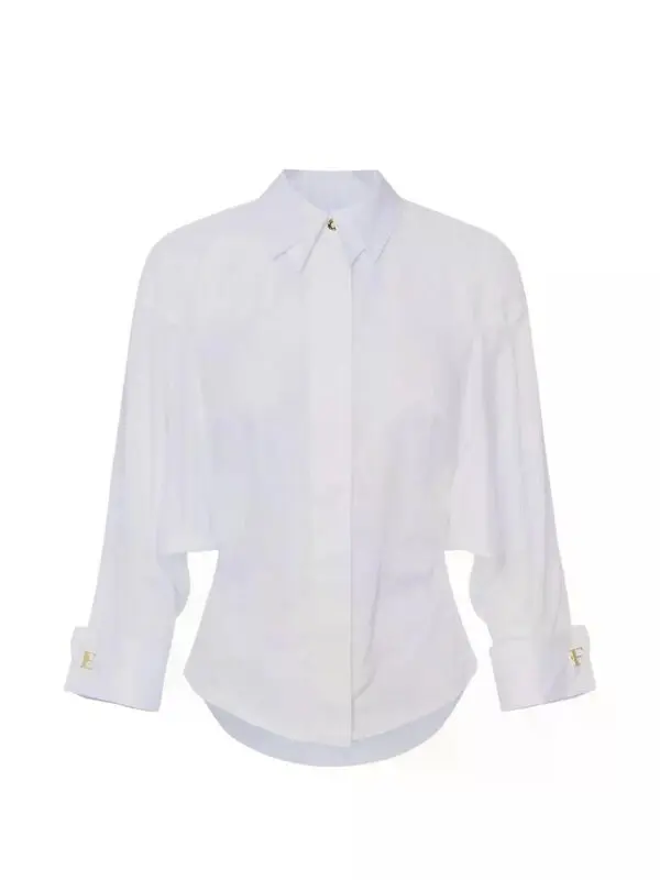 Elisabetta Franchi Jacquard Cotton Shirt With Cufflinks - White