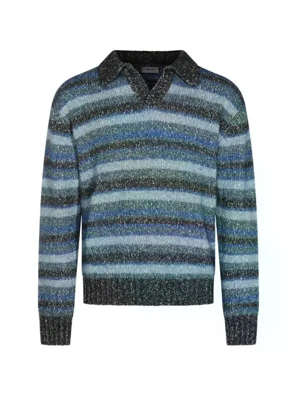 Nn07 Striped Polo Collar Long Sleeve Sweater