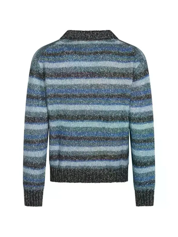 Nn07 Striped Polo Collar Long Sleeve Sweater