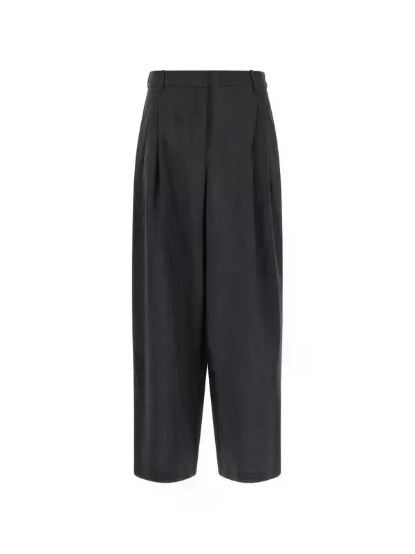 Max Mara Pleated Wide Leg Trousers - Grey