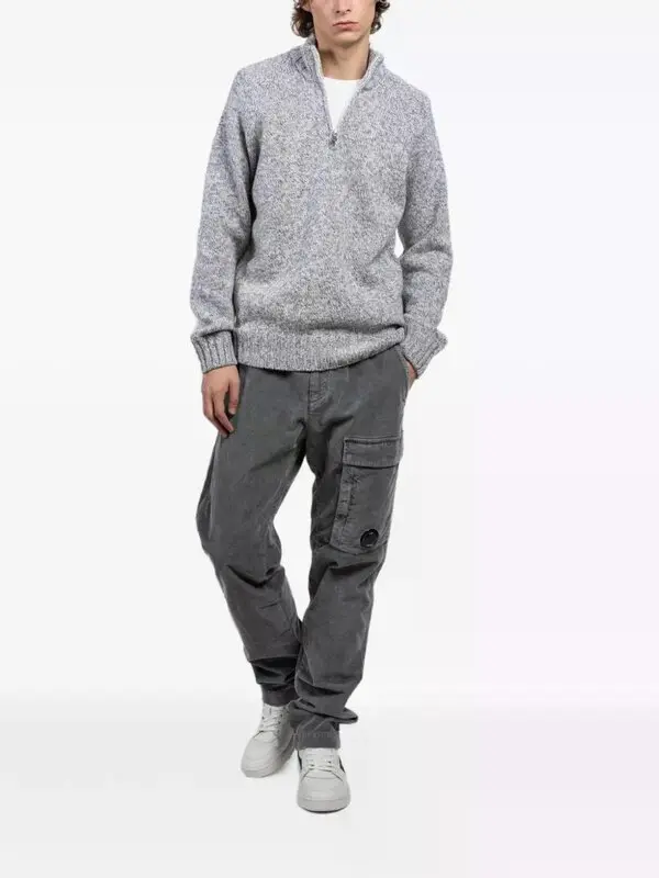 GRAN SASSO Zip-neck Textured Knit Sweater