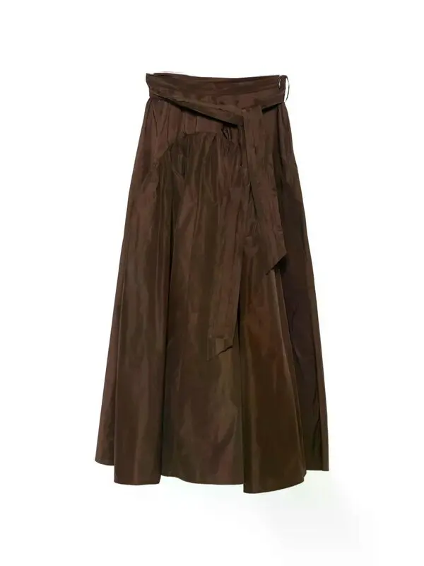 PSOPHIA Tie-waist Maxi A-line Skirt - Brown