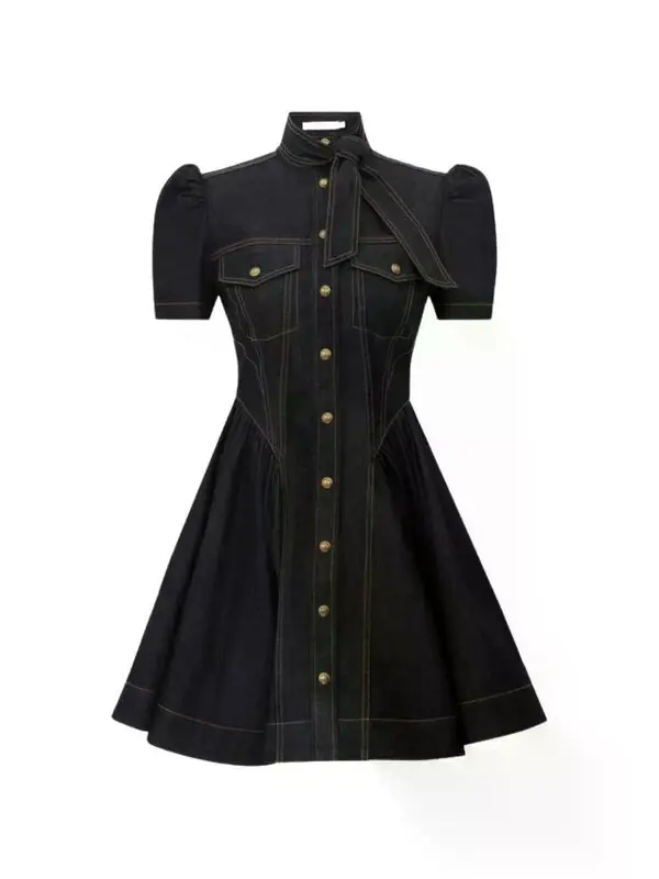 Zimmermann Necktie-detail Denim Mini Dress - Blue