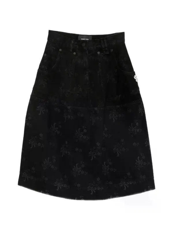 Simone Rocha Bow-print Midi Skirt - Black