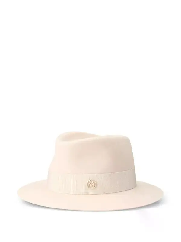 MAISON MICHEL André Logo Plaque Fedora Hat - Neutrals