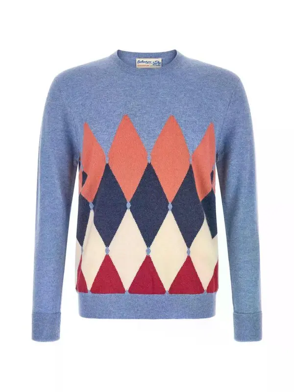 BALLANTYNE Diamond Inlay Cashmere Sweater - Blue