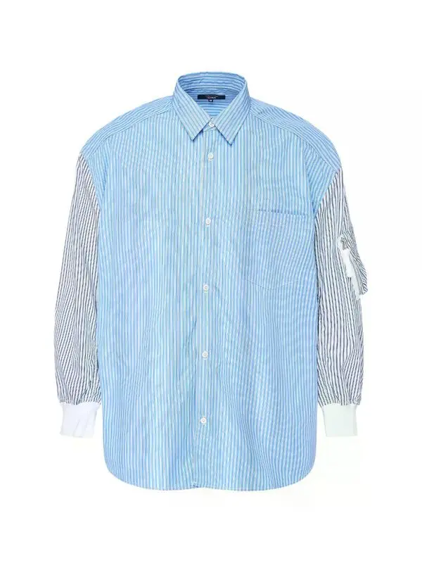 Comme Des Garçons Stripe-print Zip-pocket Shirt - Blue