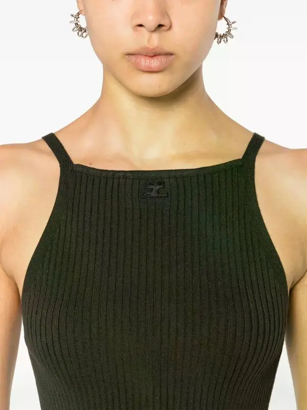 COURREGES Pointy Rib-knit Tank Top