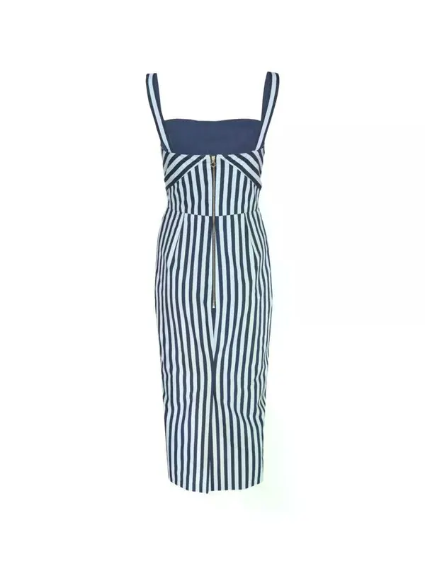 Carolina Herrera Striped Ruched Midi Dress
