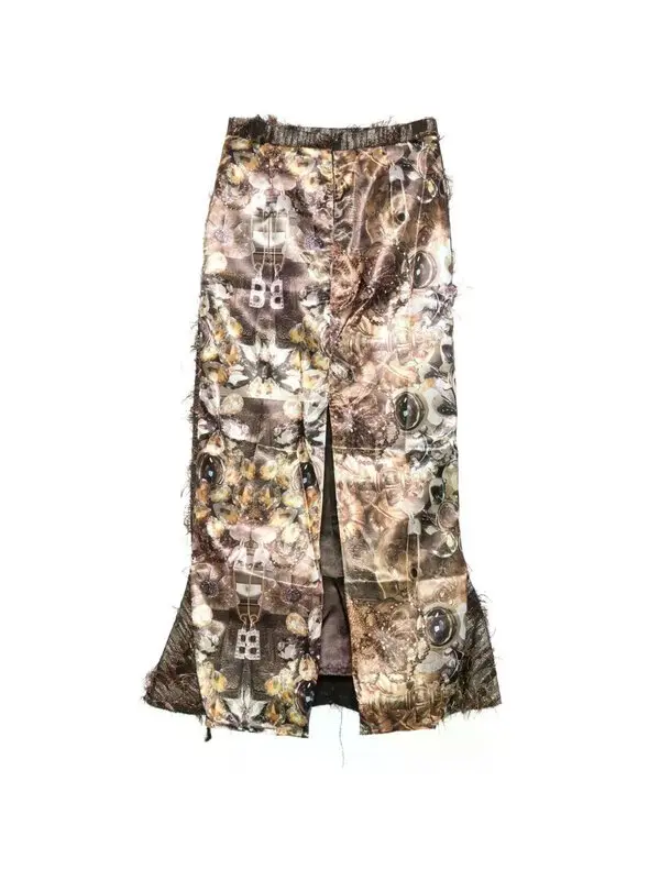 BARBARA BOLOGNA Frayed Maxi Skirt With Jewel Print