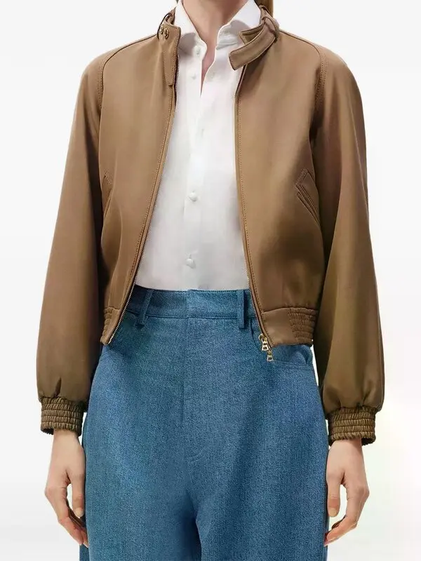 Adam Lippes Zip-up Jacket With Smocked Accents