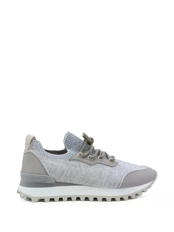 Eleventy Panelled Knit Lace-up Sneakers