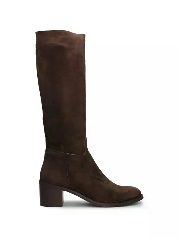 JULIE DEE Suede Block Heel Knee-high Boots - Brown
