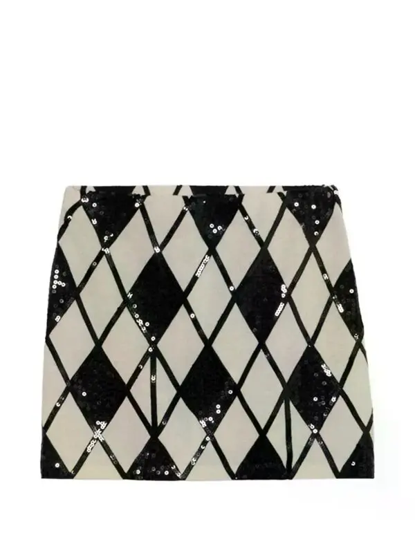 Blumarine Sequin-embellished Diamond-knit Mini Skirt - White