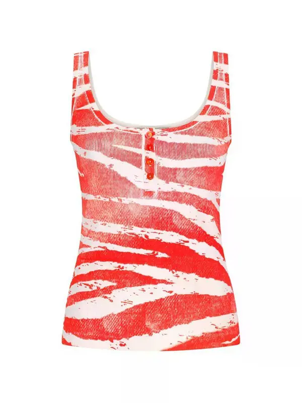 Blumarine Zebra-print Button-placket Top - Orange