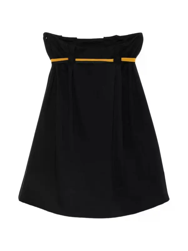 JIL SANDER 1990s Belted Wool Skirt - Black