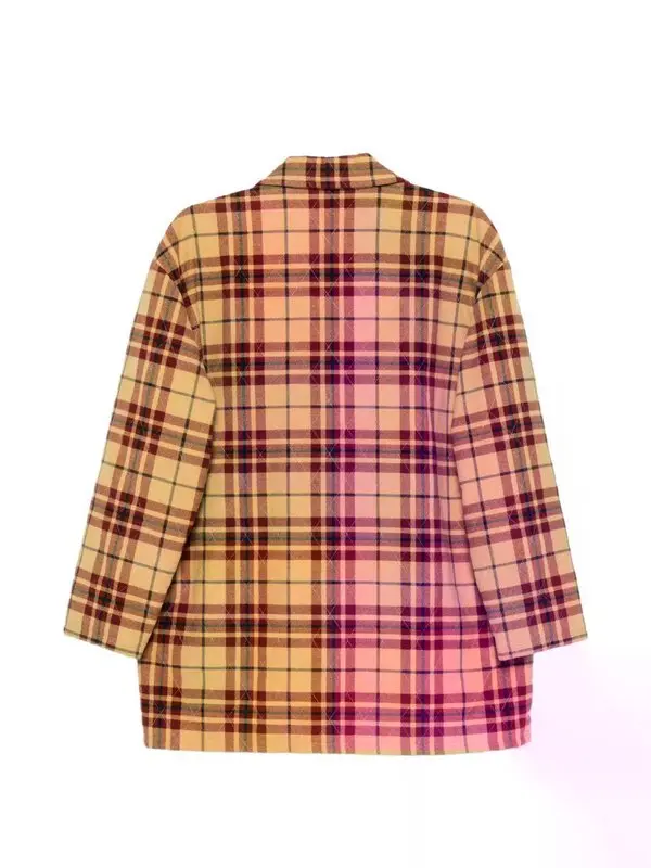 Giorgio Armani Red, And Black Check-pattern Quilted Coat