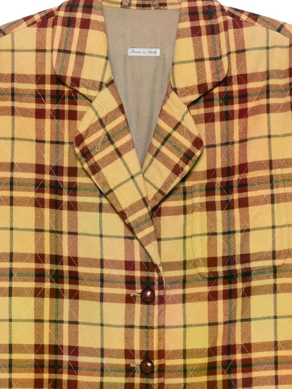 Giorgio Armani Red, And Black Check-pattern Quilted Coat