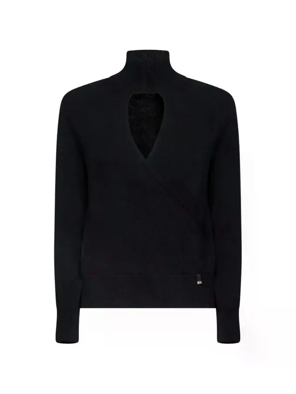 Herno Cut-out Wrap-effect Sweater - Black