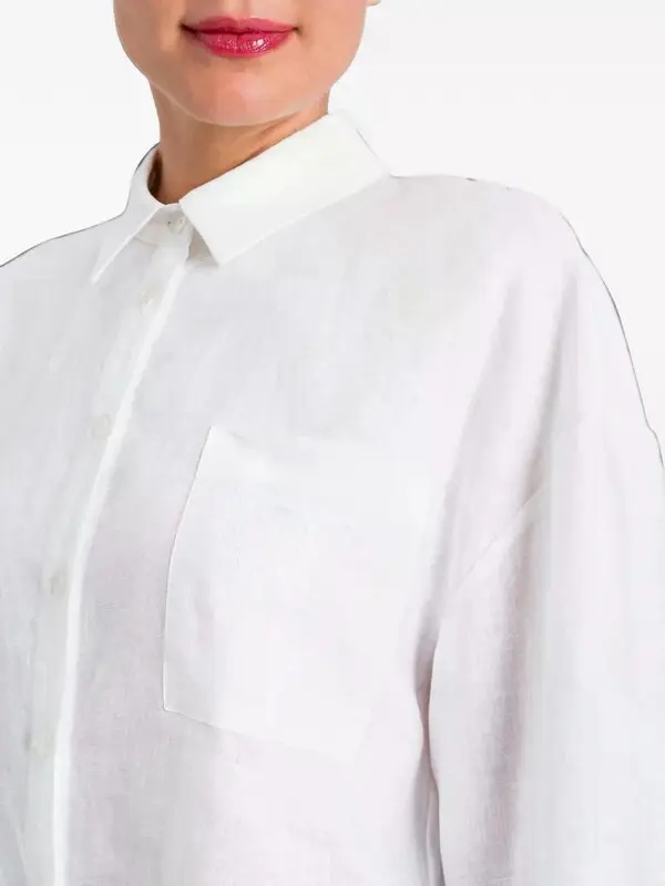 TWINSET Linen Shirt With Embroidered Logo - White