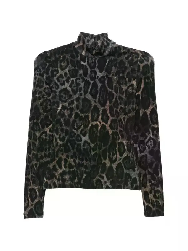 Just Cavalli Leopard-print High-neck T-shirt - Black
