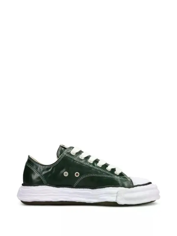 Mihara Yasuhiro Peterson Og Sole Wrinkled Leather Low-top Sneakers - Green