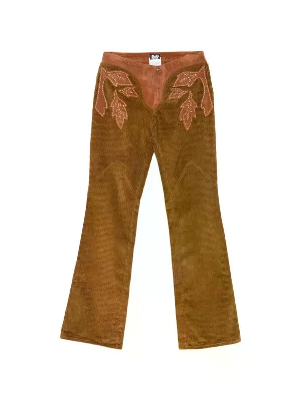 Dolce & Gabbana Corduroy Leaf Appliqué Flared Trousers