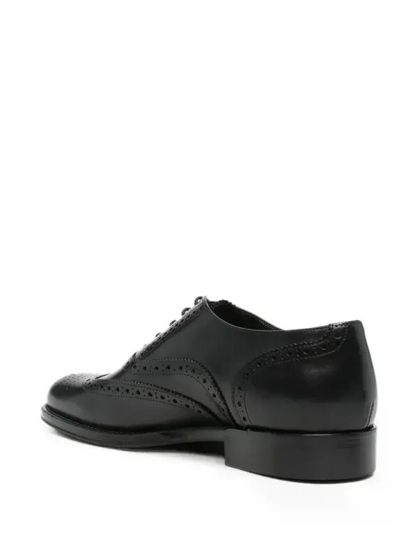 Corneliani Brogue-detail Leather Lace-up Shoes - Black
