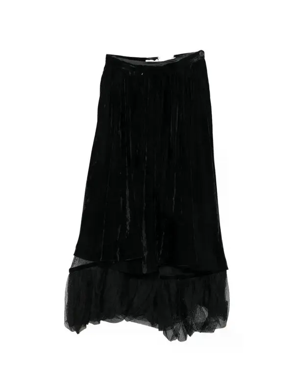 ROMEO GIGLI 1990s Velvet Layered Midi Skirt - Black