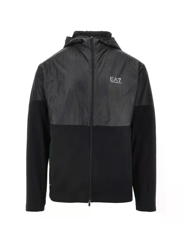 EA7 Paneled Logo Hooded Jacket