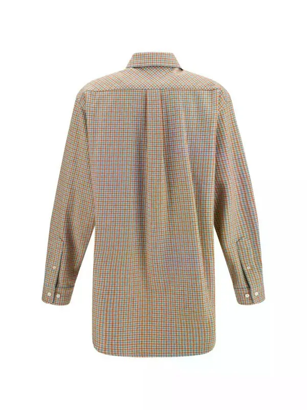Miu Miu Houndstooth Pattern Logo Patch Shirt