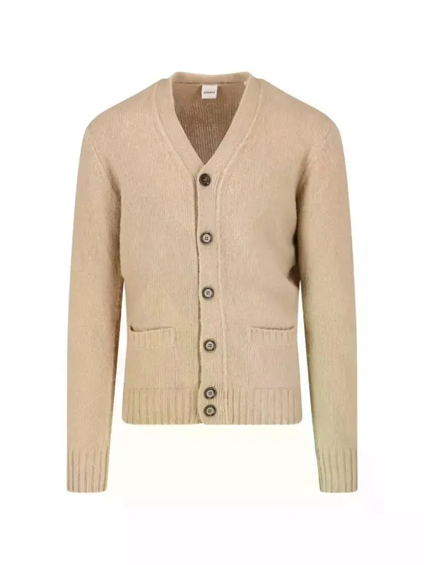 Aspesi Beige Wool V-neck Button-up Cardigan