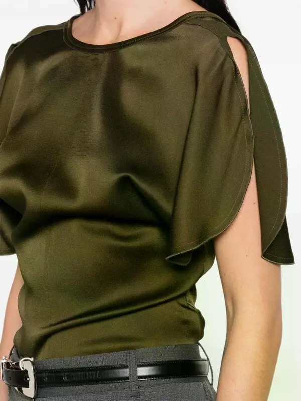 Victoria Beckham Slit-sleeve Satin Top
