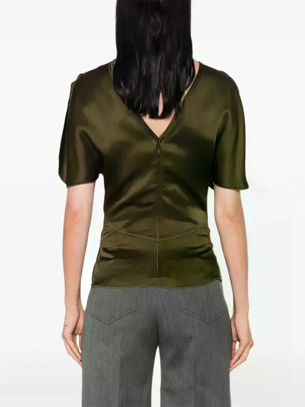Victoria Beckham Bela Slit-sleeve Top - Green